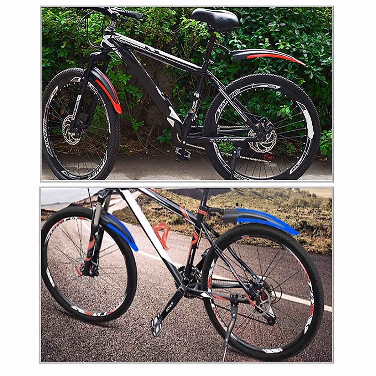 Adjustable Road Mountain Bike Bicycle Cycling Tire Front/Rear Mud Guards Mudguard Fenders Set (White)