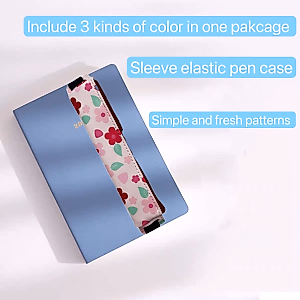 LuFOX 3-Pack PU Leather Pen Pencil Pocket Case Sleeve Holder Pouch with Elastic Band for Book Notebook Bible