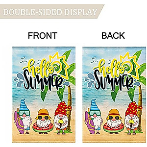 Pinknoke Hello Summer Garden Flag Beach Gnomes Small 12.5x18 Inch Vertical Double Sided Seasonal welcome Yard Flag Outdoor Decor (Garden Size / 12.5 x 18 Inch)