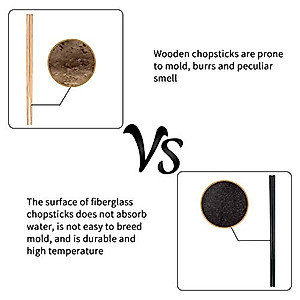 10 Pairs Chopsticks,9.5 Inch No Slip Fiberglass Chopsticks Resuable Dishwasher Safe，Use for Caterers, Restaurants, Buffets, Cafeterias, Diners, Cafes(Black)