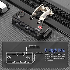 AnyZip Luggage Sets Expandable PC ABS 3 Piece Set Durable Suitcase with Spinner Wheels TSA Lock Carry On 20 24 28 Inch Gray