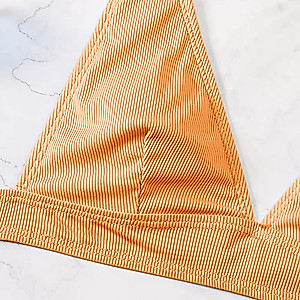 Two Piece Swimsuit for Women Solid Bikini Sets Triangle and Crop Top Swimwear High Waisted Tummy Control Bathing Suit