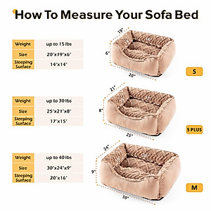 JOEJOY Small Dog Bed for Medium Small Dogs, Rectangle Washable Dog Sofa Bed, Breathable Soft Puppy Bed, Durable Pet Cuddler Bed with Anti-Slip Bottom, 25"x21"x8", Beige