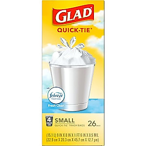 Glad OdorShield Small Trash Bags, Febreze Fresh Clean, 4 Gal, 26 Ct (Package May Vary)