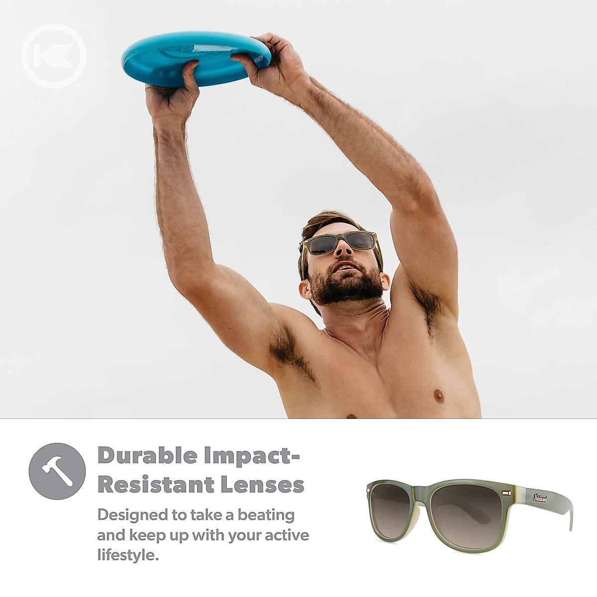 Knockaround Fort Knocks Polarized Sunglasses for Men & Women - Impact Resistant Lenses & Full UV400 Protection (Black on Black)