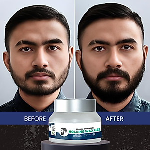 AMAzing Earth Beard & Mustache Holding Wax Gel for Men - Certified Organic, Strong Hold, Styling, Argan Oil, Chemical Free, 100% Vegan & Cruelty Free - 50gm