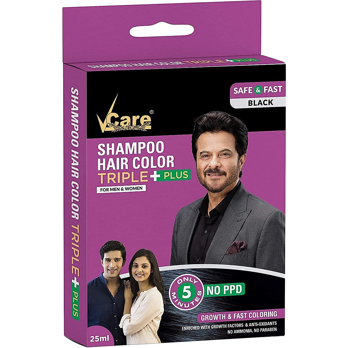 Vcare Pack Of 8 Vcare Shampoo Hair Color Black - 25Ml + Free Vetiver Bath Scrub