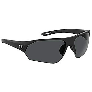 Under Armour UA 0001/G/S Special Shape Sunglasses, Matte Black/Grey, 72mm, 10mm