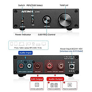 AIYIMA A3001 Mini Stereo Amp 200W Subwoofer Amplifier Class D Mono Amp with Full-Frequency & Sub Bass Home Audio Speaker amp
