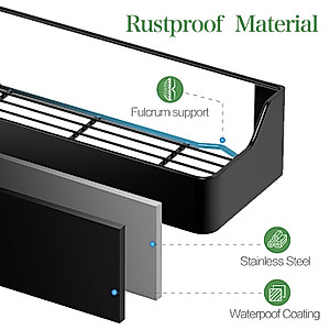 KAPENS Shower Caddy 2-Pack, Adhesive Shower Organizer, No Drilling, Rustproof Stainless Steel Bathroom Shower Shelves with Large Capacity, Shower Shelf for Inside Shower, Black