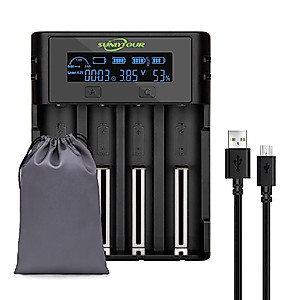 4 Slots 21750 21700 Battery Charger,4 Slots Ni-MH AA 18650 Battery Charger 21700 Charger for 20700 22700 22650 26650 26700 16340 (RCR123) 17670 Battery with PCB Protection Board