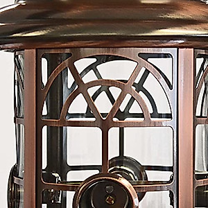 Arched Lattice Solar Powered Led Bird Feeder for Yard Outside Outdoor Garden Decoration Hanging Birdfeeder - Antique Copper