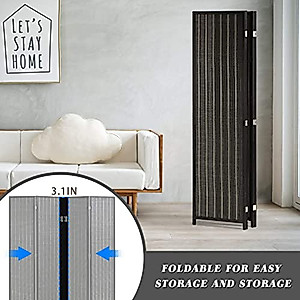 Bamboo Room Divider Folding Privacy Screen 4 Panel 72 Inches High 17.7 Inches Wide Room Divider for Living Room Bedroom Study,Black