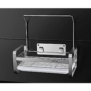 NILICAN Rag Rack Drain Rack Tableware Kitchen Sponge Rack Sink Caddy Cleaning Brush with Drain Pan Stainless Steel 304