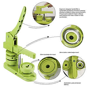 Installation-Free Button Badge Maker Machine, 58mm (2.25in) DIY Badge Pin Maker Machine Kit with 100pcs Badge Parts/Pic/Circle Cutter/Magic Book