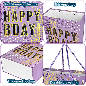 WLUSEAXI 4Pack Birthday Gift Bag with Tissue Paper,12.6×4.7×10.2 Inch Large Birthday Gift Bag with Handles,Happy Birthday Bags for Girls,Boys,Kids,Women’s Birthdays Party
