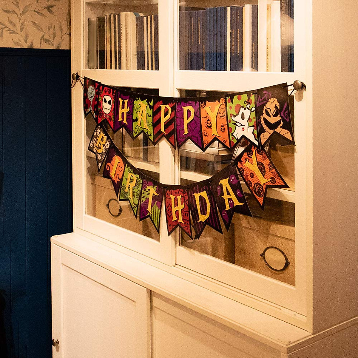 Madodo, Nightmare before Christmas inspired Birthday Banner, Happy Birthday Banner, Movie, Jack, Sally, Halloween, Christmas, Birthday Favors, Party Supplies, Party Décor