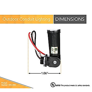 Woods 59413 59413WD Outdoor Conduit Lighting Control With Photocell and Swivel Mount (Hardwired, Black), 1 Count (Pack of 1)