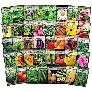 Sow Right Seeds - Complete Garden Seed Collection for Planting - 40 Non-GMO Heirloom Vegetable, Herb and Flower Varieties. Every Seed You Need to Plant and Grow a Bountiful Home Garden - Great Gift