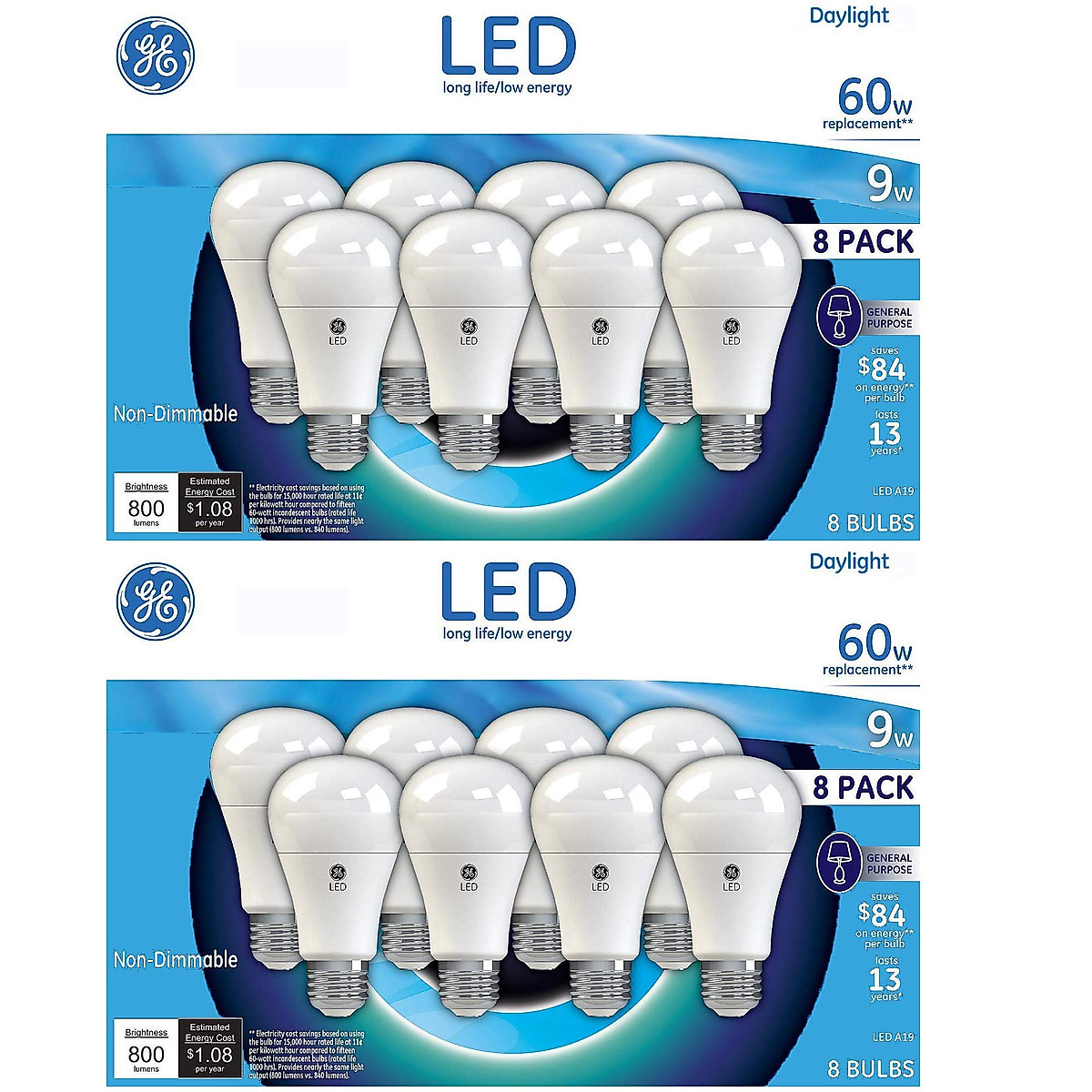 GE 60W Replacement Daylight LED 8 Pack (16 Pack, Daylight)