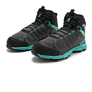 Inov-8 Womens Roclite G 370 - Waterproof Hiking Boots - Lightweight, Breathable - Graphene Grip - Mid Boot Fit - Vegan - Black/Teal 10 W US