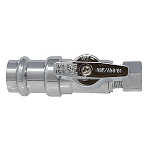 1/4 Turn Press Straight Stop Valve, 1/2" Press x 3/8" OD Compression Miiflex Heavy Duty Chrome Plated Brass Quarter Shut Off Valve w/Ferrule and Nut for Residential/Commercial Compatible with ProPress