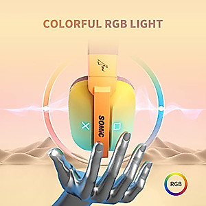 SOMIC G810 Wireless Headset 2.4G Low Latency Headset for PC PS4 PS5 Laptop, Bluetooth 5.2 Wireless Headphone with Built-in Mic, 50H Playtime, RGB Light Foldable for Gamer (Xbox Only Work in Wired)