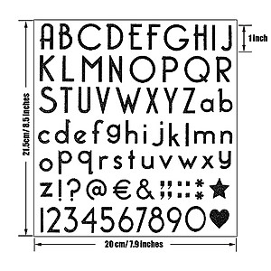 Waynoda 790 Pieces 10 Sheets Letters Stickers Self Adhesive Glitter Letter Alphabet Number Stickers for Classroom Decor,Grad Cap Decoration,DIY Crafts Art Making,Home(Black, 1 Inch)