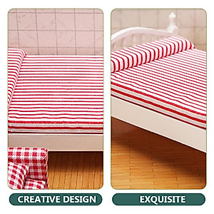 Totority Wooden Dollhouse Bed - 1: 12 Doll House Furniture Miniature Dollhouse Tabletop Accessories Dollhouse Furniture Mini Furniture