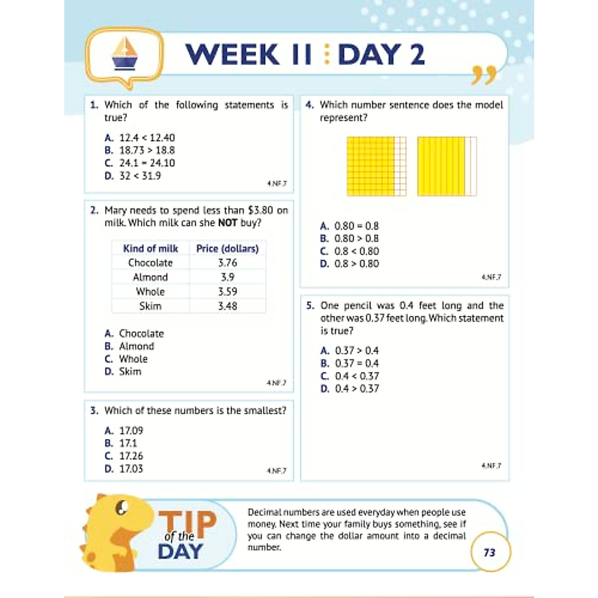 4th Grade Common Core Math: Daily Practice Workbook - Part I: Multiple Choice | 1000+ Practice Questions and Video Explanations | Argo Brothers (Next Generation Learning Standards Aligned (NGSS))