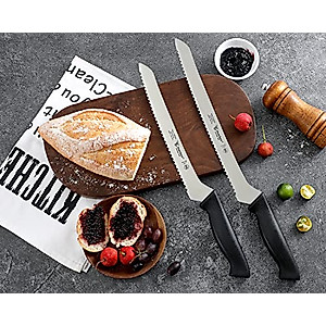 HUMBEE Cusine Pro, 12 inch Offset Bread Knife Serrated Knife Wave Razor-Sharp Blade Comfortable Grip Dishwasher Safe, NSF Certified