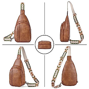 CLUCI Cross Body Bag Women, Sling Bag for Women, Crossbody Bags for Women Trendy, Sling Backpack Women, Chest Bag Daypack for Travel Hiking Brown