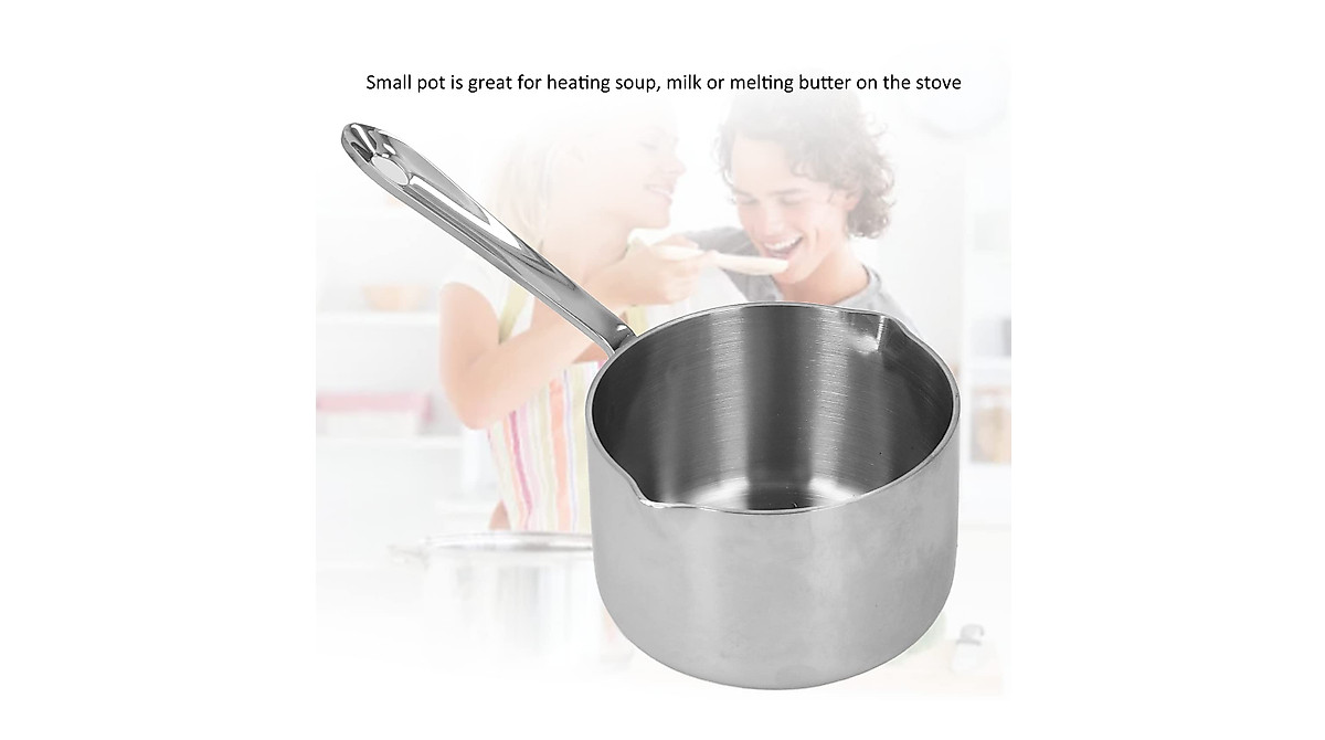 Milk Pot, Small Sauce Pan with Scale Stainless Steel Saucepan with Dual ...
