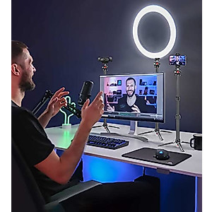 Webcam Tripod Stand, Nycetek Adjustable Sturdy Desk Tripod for Logitech Webcam C920 Brio and Other Webcam with 1/4" Thread, Aluminum Table Tripod with Phone Holder & Remote for Cell Phones, Camera