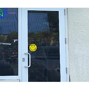 (Set of 5) Smile You're On Camera Sign - 4.5" Circle - 4 Mil Vinyl - Laminated for Ultimate Protection & Durability - Self Adhesive Decal - UV Protected & Weatherproof - Heavy Duty