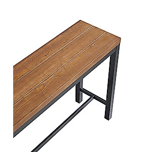 Signature Design by Ashley Quinidad Industrial 4 Piece Set including a Rectangle Counter Height Dining Room Counter Table and 3 Bar Stools, Black & Brown