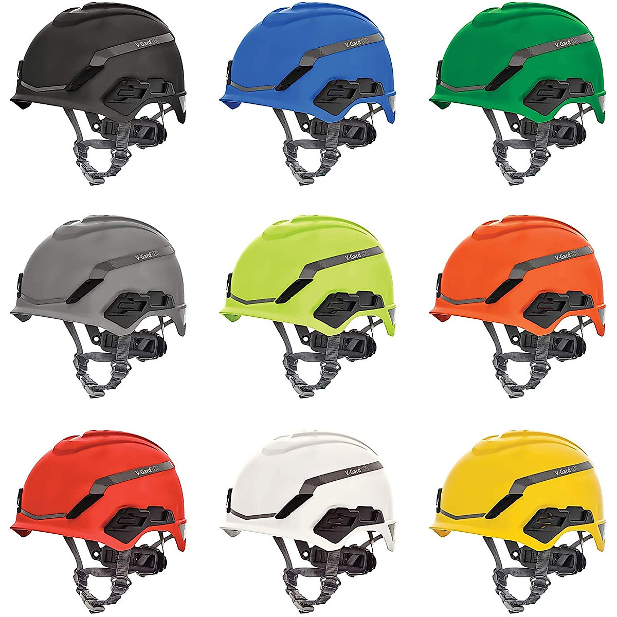 MSA 10204347 H1 V-Gard Helmet with Fas-Trac III Ratchet Suspension | Polyethylene Shell, Superior Impact Protection, Self Adjusting Crown Straps - Standard Size in Gray