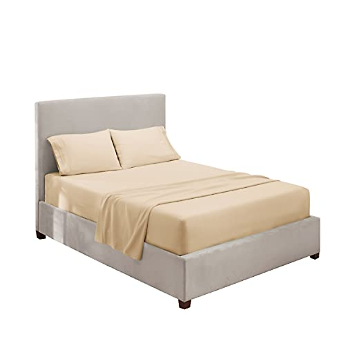 Clara Clark Queen Sheets Set, Deep Pocket Bed Sheets for Queen Size Bed - 4 Piece Queen Size Sheets, Extra Soft Bedding Sheets & Pillowcases, Beige Cream Sheets Queen