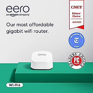 Amazon eero 6+ mesh Wi-Fi router | 1.0 Gbps Ethernet | Coverage up to 1,500 sq. ft. | Connect 75+ devices | 1-Pack | 2022 release