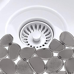 OTHWAY 2Pcs Kitchen Sink Mats, 15.8" x12" Scratch Free Sink Protector for Stainless Steel/Porcelain Sink, Pebble Design Quick Drain Dish Drying Mat, a Nice Touch for Your Kitchen