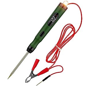 TopDiag P50 Digital LED Bulb Automotive Circuit Tester, 5V-12V-30V Test Light with Switch Alligator Clip Dual Sharp Stainless Probes