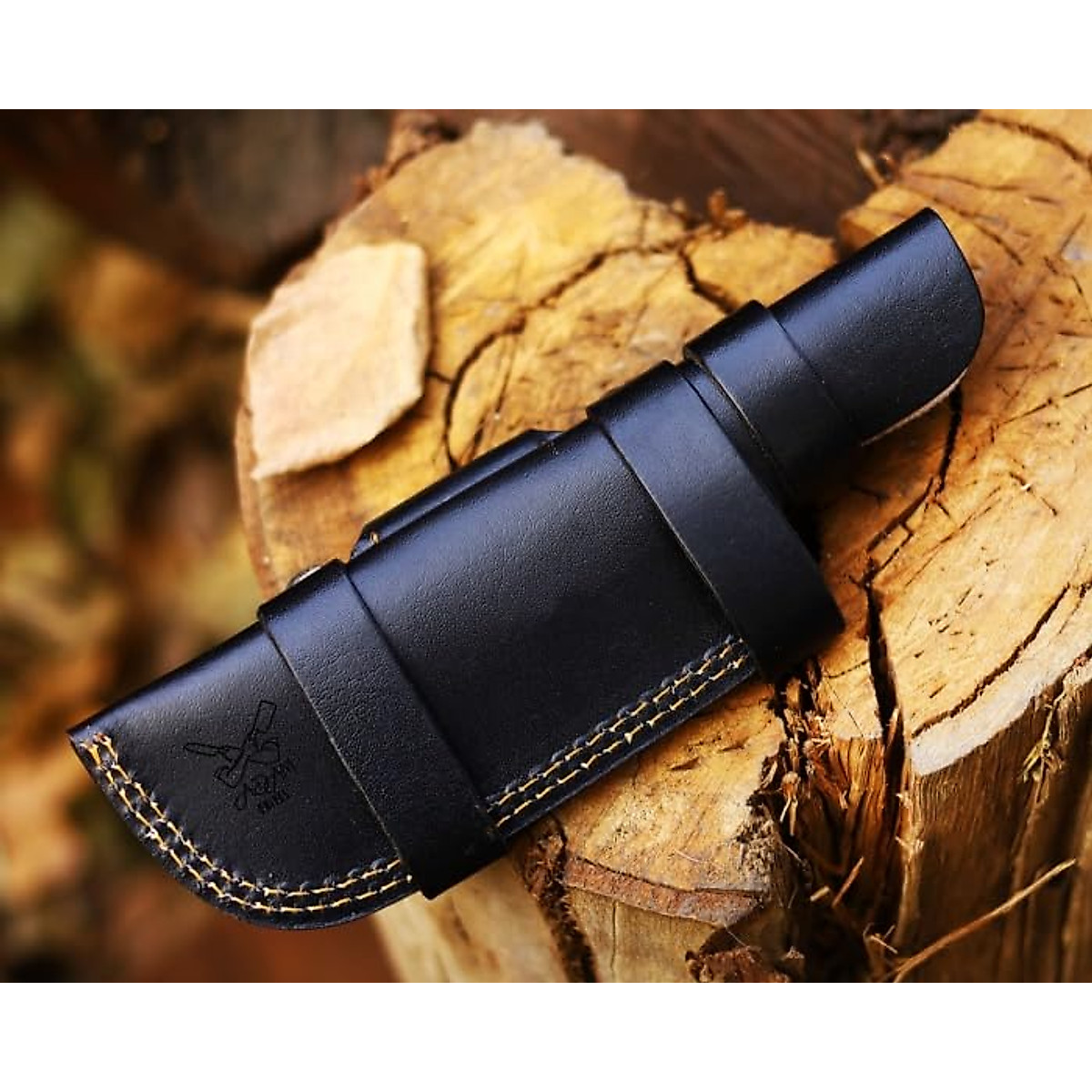 ADAM KNIVES Leather Tracker Knife Sheath For Belt, Horizontal Leather Sheath, Tooled Leather Sheath, Beautiful Knife Leather Cover 100% Real Leather (Tracker # 1 Black)