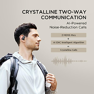 1MORE S50 Fit Open Earbuds, Open-Ear Wireless Bluetooth Headphones (Gray)