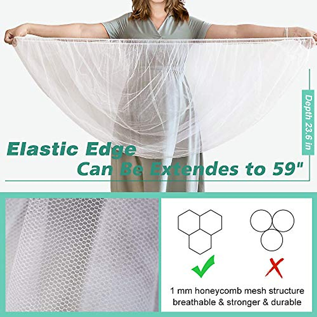 Mosquito Net for Stroller - 2 Pack Durable Baby Stroller Mosquito Net - Perfect Bug Net for Strollers, Bassinets, Cradles, Playards, Pack N Plays and Portable Mini Crib (White) …