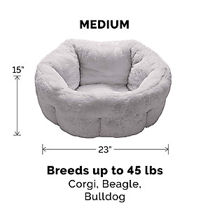 Furhaven 23" Round Self-Warming Pet Bed for Indoor Cats & Medium/Small Dogs, 100% Washable, For Pets Up to 45 lbs - Hi Lo Plush Luxe Faux Fur Cuddler - Gray, Medium