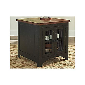 Signature Design by Ashley Valebeck Farmhouse Lift Top Coffee Table, 36 in x 36 in x 18 in & Valebeck Farmhouse Rectangular End Table with Storage, Distressed Brown & Black Finish