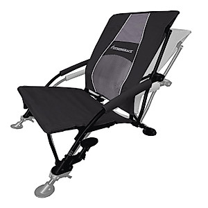 STRONGBACK Beach Chairs - Low Gravity Recliner Portable Beach Chair - with Built-in Lumbar Support - Heavy Duty Folding Beach Chairs - Great for Travel - Black