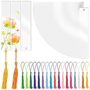 Rcybeo 80 Pack Blank Bookmarks Kits, Clear Acrylic Craft Bookmarks with Colorful Tassel, DIY Bookmark Bulk for Women Gift, Making Dried Flower Resin Bookmarks and Present Tags, 1 x 5.5 Inch