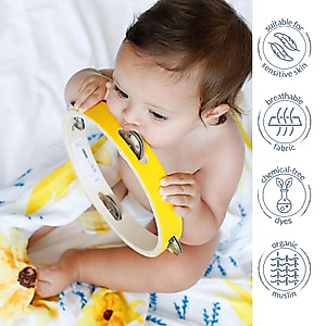 Malabar Baby Hypoallergenic Baby Swaddle Blanket, Large Soft Cotton Muslin Receiving Blanket for Unisex, 47 X 47 inch Sunflower