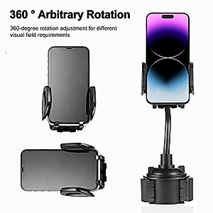 RensanR Cup Phone Holder for Car,Car Cup Holder Phone Mount with 360° Rotation Adjustable Gooseneck,Car Phone Holder Mount for All Smartphones Upgrade